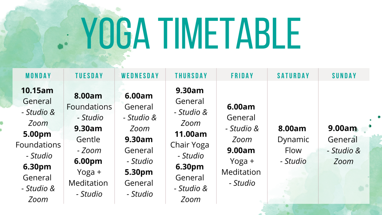 Timetable | Yoga Rebel