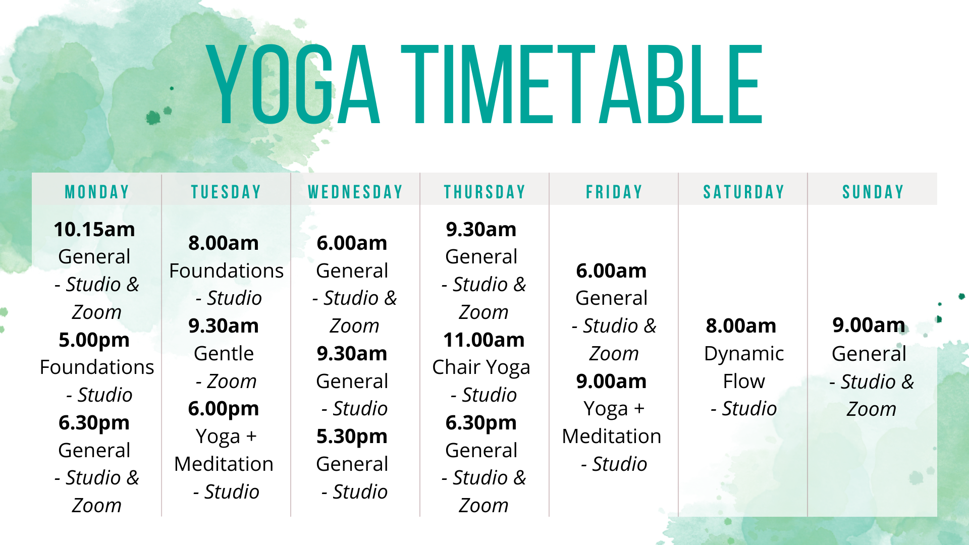 Timetable | Yoga Rebel